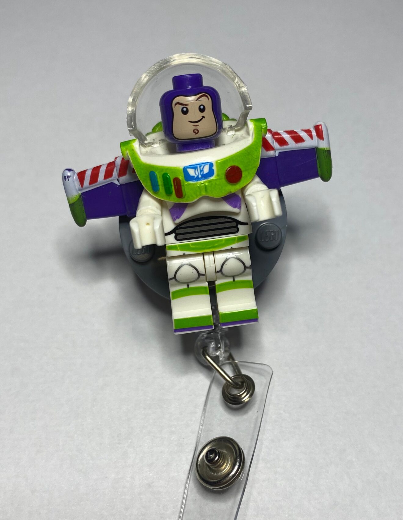 Buzz Lightyear inspired Minifigure – Alligator clip – Badge reel ...